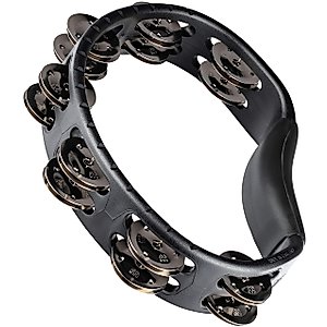 Meinl Percussion HTMT1BK Handheld ABS Plastic Tambourine with Guiro Style Frame, Single Row Steel Jingles,Black