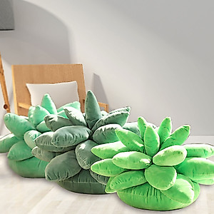 Cute Succulents Pillow for 3D Throw Pillows, for Garden or Green Lovers Baby Green Plant Throw Pillows for Bedroom Room Home Decoration Novelty Plush Cushion,Cactus Plush Home Decor (Light green)
