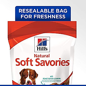 Hill's Soft Dog Treats, Soft Savories with Peanut Butter & Banana Dog Snacks, Healthy Dog Treats, 8 oz. Bag