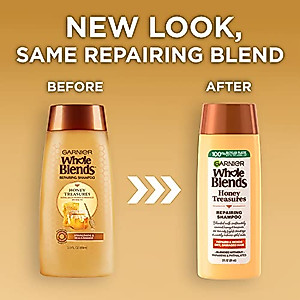 Garnier Whole Blends Honey Treasures Repairing Shampoo, with Sustainably Sourced Honey, For Dry, Damaged Hair, Travel Size, 3 Fl Oz, 1 Count (Packaging May Vary)
