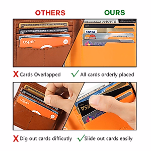 Calfskin Slim Wallets For Men RFID Blocking Leather Minimalist Front Pocket Mens Bifold Wallet Easy Access Ladder Card Slots (Black)