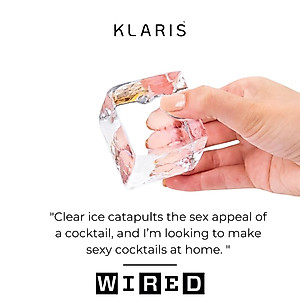 Klaris Clear Ice Maker - 4 Large, 2" Crystal Clear Ice Cubes for Craft Cocktails, Whiskey & Bourbon | Sleek, Compact Counterop Ice Maker | Stainless Steel Shell | Reusable Ice Tray | Delayed Start