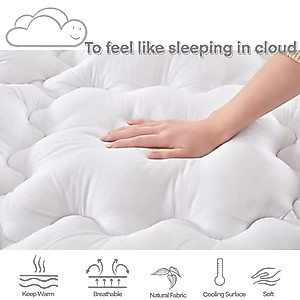 Siluvia Queen Mattress Topper with 400TC 100% Viscose Cover Extra Thick Pillowtop Cooling Mattress Topper Queen Mattress Pad White with 8-21 Inch Deep Pocket 3D Snow Down Alternative Fill