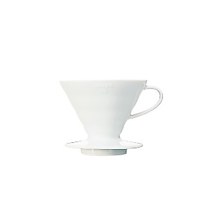 Hario V60 Ceramic Coffee Dripper Pour Over Cone Coffee Maker Size 02, White