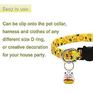 6 Pack Lucky Cat Collar Bells Loud Dog Collar Bells for Potty Training Necklace Pendant with Free Clips Key Rings White Red and Yellow