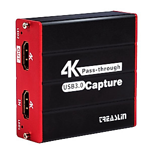 TreasLin Capture Card, 4K Game HDMI Video USB3.0 Capture Card Live Streaming Share for PS5 PS4 Switch Wii U DSLR Xbox on OBS Support Windows, Mac, Zero Latency HDMI Pass-Through