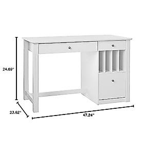 Walker Edison Modern Wood Computer Writing Desk Storage File Drawer Office Home Office Workstation Small, 48 Inch, White