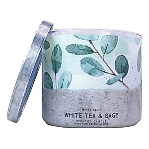 White Barn Bath and Body Works 3 Wick Scented Candle White Tea and Sage 14.5 Ounce