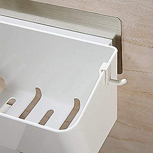 AOOF Bathroom Shelf Shower Organiser Wall-Mounted Plastic Punch Free No Trace Sticker Hook Drain
