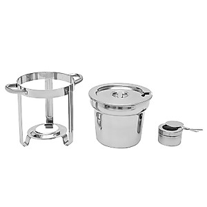 7L/7.4Qt Commercial Soup Kettle Warmer, Stainless Steel with Dish Buffet Server Food Warmer Chafing with Lid for Soup (Silver)