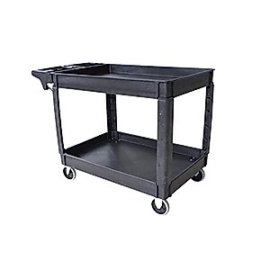 MaxWorks 80857 500-lb Utility Service PP Cart With Two Trays and Wheels 46 inch x 25.5 inch x 33.5 inch Overall Dimensions