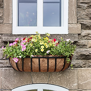 2 Pack Trough Coco Liner Fiber Replacement for Planters, 24/30/36/48 inch Half Moon Coconut Coir Planter for Window Box/Hanging Trough Planter, Garden Flower Vegetables Pot, Fence Flower Baskets