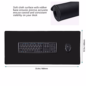 Cmhoo XXL Professional Large Mouse Pad & Computer Game Mouse Mat (35.4x15.7x0.12IN, 90x40 Black)