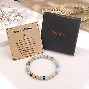 Yiyang 30th Birthday Gifts for Her Women Natural Stone Bracelet 30th Birthday Decorations Card 30 Year Old Female Birthday Gift Ideas for Women Friends Daughter Birthday Gifts for Turning 30 Women
