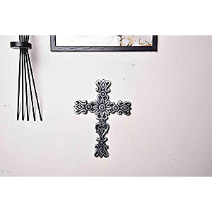 Crosses Wall decor Western Hanging Cross Wall Decor Crosses Wall decor Decorative Crosses Wall decor Silver Nickel Finish 9.5" x 5" Inches