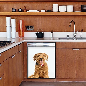 Dishwasher Magnet Sticker Goldendoodle Puppy American Flag Studio Portrait Magnetic Refrigerator Sticker Appliance Covers Home Kitchen Decor for Fridge Metal Door Garage 23x26in