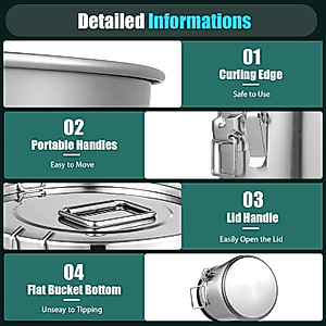 GCIUEMMH 6L/12L Stainless Steel Airtight Canister for Kitchen - 304 Stainless Steel Kitchen Cereal Container Milk Storage Canister Flour Container Kitchen Storage Bucket With Lid and Handles (12L)