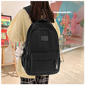 GRYPIT Kawaii Cute Backpack with Cute Accessories Kawaii Aesthetic Backpack with Bag Charm (Black)