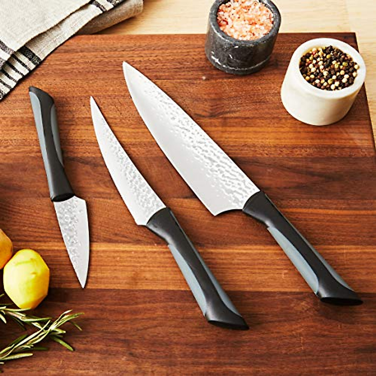 Kai PRO Luna 3 Piece Starter Knife Set, Kitchen Knife Set, Includes 8" Chef's Knife, 3.5" Paring Knife, and 6" Utility Knife, Hand-Sharpened Japanese Kitchen Knives,Silver