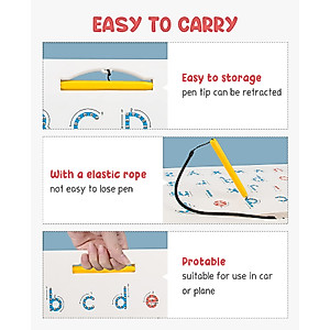 GAMENOTE Double Sided Magnetic Letter Board - 2 in 1 Alphabet Magnets Tracing Board for Toddlers ABC Letters Uppercase & Lowercase Practicing Learning Education Toys