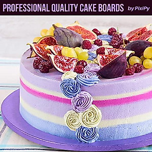 12 Inch Cake Boards - 4 Pack Cake Drums 12 Inch Dia - Disposable Purple Cake Board Circles - Reusable Round Cake Boards - Cake Base Cardboard Cake Rounds - Cake Decorating Supplies & Baking Supplies