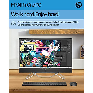 HP All-in-One Bundle PC, 27" FHD Micro-Edge Display, 12th Generation Intel Core i7 Processor, Iris X Graphics, 12 GB RAM, 256 GB SSD, Windows 11 Pro OS, Wi-Fi (27-cb1072, 2022) (Renewed)