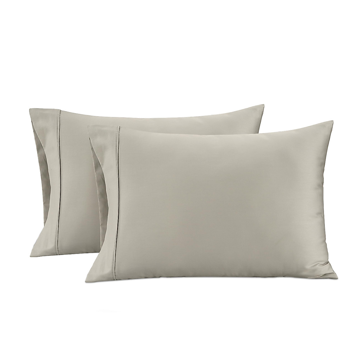 100% Organic Cotton Queen Sheet Set & Standard Pillowcases Set of 2 Combo- 300 Thread Count Long Staple Cotton Sheets,3 Pc Queen Size Sheets & Standard Pillowcases, Sateen Sheets, Breathable - Silver