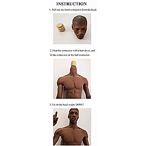 HiPlay 1/6 Scale African American Male Figure Head Sculpt Series, Handsome Men Tough Guy, Doll Head for 12" Action Figure Phicen, TBLeague, HT HS004(F)