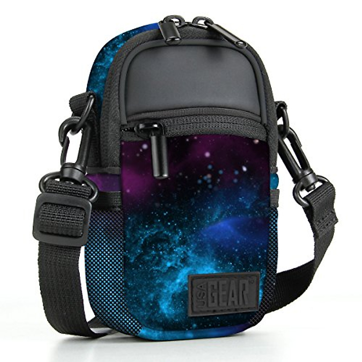 USA GEAR Compact Point and Shoot Camera Case Small Digital Camera Bag with Accessory Pockets and Shoulder Strap - Compatible with Sony CyberShot, Canon G7X Mark iii, Nikon COOLPIX and More (Galaxy)
