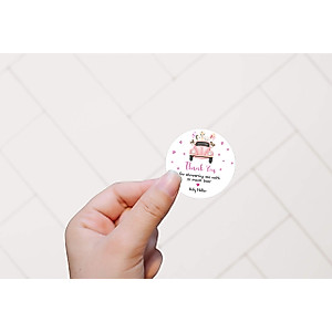 Baby Shower Favors Custom Stickers - Set of 36 Personalized Baby Shower Thank You Gifts Self Adhesive Flat Sheet 2 Inch Round Labels for Drive by Blue Baby Boy Shower Favors Theme (Pink)