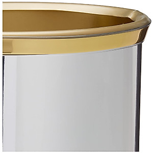 Kraftware Mylar Polished Chrome/Brass Waste Basket with 3/4-Inch Polished Brass Band and Gold Bumper