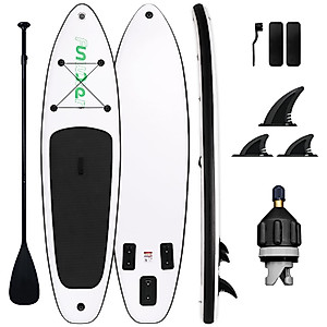 FunWater SUP Inflatable Stand Up Paddle Board 10'x31''x6'' Ultra-Light Inflatable Paddleboard with ISUP Accessories,Fins,Adjustable Paddle, Pump,Backpack, Leash