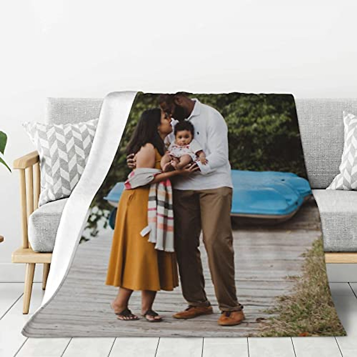 Sofevaim Custom Blanket with Photo, Personalized Bedding Throw Blankets Customized Flannel Fleece Blankets for Family Birthday Wedding Gift for Couch Sofa Bedroom Living Room 60"x50"