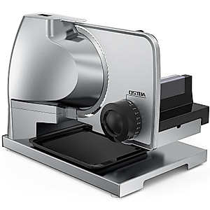 OSTBA Die-Cast Meat Slicer Electric Deli with Two Removable Stainless Steel Blades,0-23mm Adjustable Thickness Food Slicer Machine with Food Tray for Home,160W