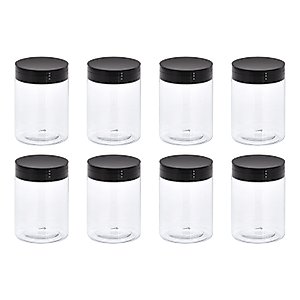 uxcell Round Plastic Jars with Black Screw Top Lid, 10oz/ 300ml Wide-mouth Clear Empty Containers for Storage, Organizing, 10Pcs