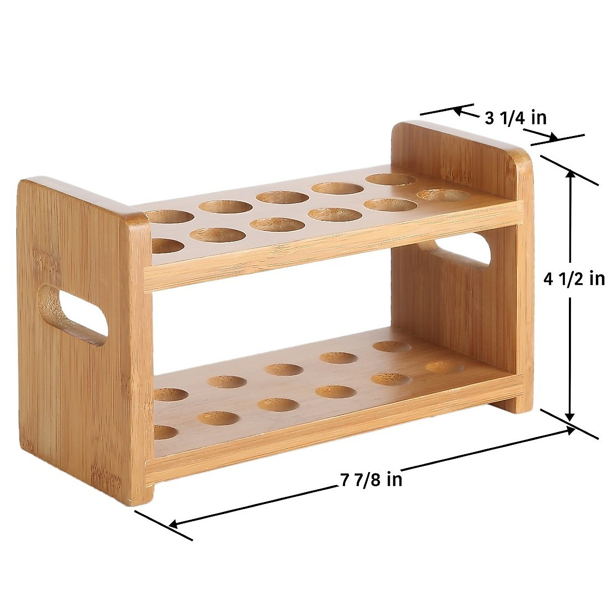 Lily's Home Bamboo Test Tube Vial Shot Glasses Holder Rack, Great as Pen Stand, Made from Bamboo with Built-in Handle, Rack Only, Glass Tubes NOT Included, 12 Tube Capacity (7/8" (22mm') Holes)