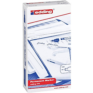 Edding 400 permanent marker - green - 10 pens - fine round tip 1 mm - waterproof, quick-drying, smear-proof pens - for cardboard, plastic, wood, metal, glass and fabric