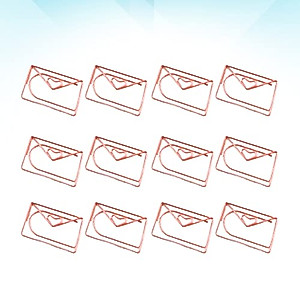 Operitacx 12pcs Cartoon Metal Binder Home Envelope Organizer Office Clip Bookmark Paper Kids Clamps Rose Gold Shape Creative for Adorable Document Gift Photo Holder File
