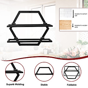 YALINKA 2Pcs Wall Mounted Wine Bottle Rack, Metal Hanging Wine Display Holder Organizer, Red Wine Racks for Home Kitchen Bar Decor Storage(Black) (B2)