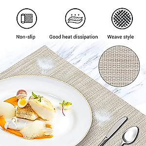 VMVN Placemats,Washable Woven Place Mats for Dining Table,Heat-Resistant PVC Table Mats Set of 6,Easy to Clean