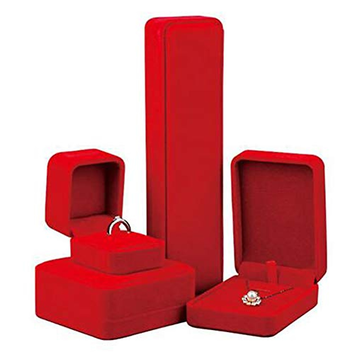 BroKet Jewelry Storage Box Display Storage Case Velvet Presentation Jewelry Ring Necklace Bracelet Storage Display Box Case Gift Black Necklace Box#