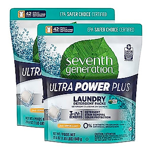 Seventh Generation Ultra Power Plus Laundry Detergent Packs Fresh Citrus 29.6 oz 42 count (pack of 2)