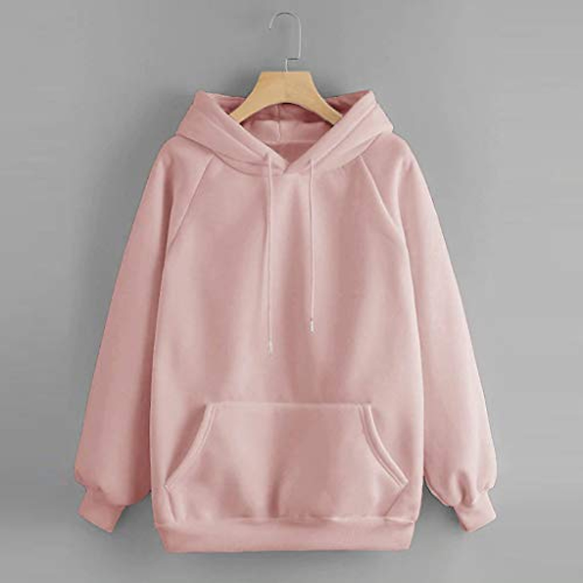 Sweatshirt Color Pullover Casual Hooded Sleeve Pocket Women's Long Solid Women's Coat Women Zip Hoodie A-pink