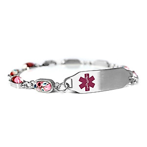 My Identity Doctor Medical Alert Bracelet for Women with Engraving - Steel & Glass - Purple - Wrist Size 5.5 Inch