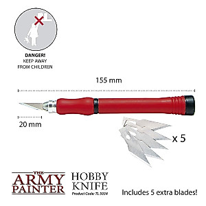 The Army Painter - Stainless Steel Precision Hobby Knife with Soft Grip and 5 Extra Razor-Sharp Scalpel Blades, and Miniature and Model 3-Piece Diamond File Set