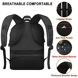 Lunch Backpack for Men, 15.6 Inch Laptop Backpack with Lunch Box, Insulated Cooler Backpack with USB Port, School Backpack Bookbag for College Work Commuter Picnic Gifts for Men Women, Black