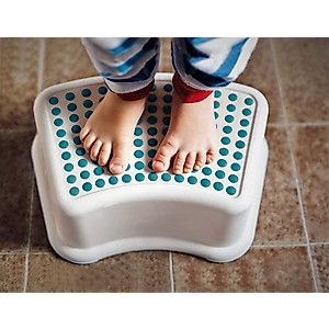 Addis Kids Bathroom Booster Step Stool, White/Blue, 24 x 36.5 x 13 cm