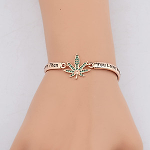 FOTAP 420 Gift Marijuana Jewelry I Love You More Than You Love Weed Bracelet Weed Gift Valentine’s Gift (Weed RG-B)