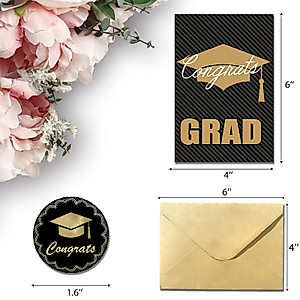 AMZAI Graduation Cards, Graduation Cards 2024 with Envelopes and Gold Foil, 24 Pack Bulk Graduation Greeting Cards, Grad Gift Card for College & High School Graduation Party Decoration
