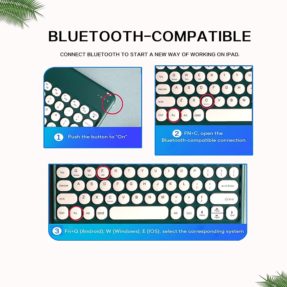 ElecMosWN Urtra Slim Bluetooth Keyboard for iPad Mac,Compact Rechargeable Wireless Keyboard for iPad,iPad Pro/Mini/Air,iPhone,MacBook,Windows Laptop Surface Pro Android Tablet Smartphone(Green)